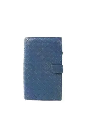 Bottega Veneta Intrecciato Bi-fold Lambskin Wallet - Blue