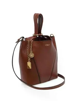 Chloé Small Spin Leather Bucket Bag - Brown