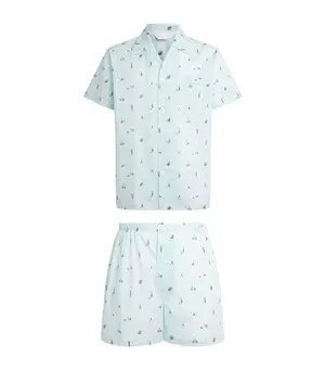 Derek Rose Cotton Ledbury Pyjama Set - Blue
