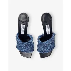 JIMMY CHOO Alexia 80 Crosshatch Heeled Mules