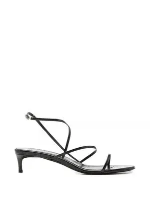 Khaite Leather Strappy Buckle-fastening Kitten Heel Sandals - Black