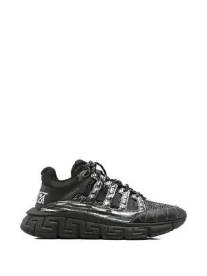 Versace Greca Print Low-top Sneakers - Black