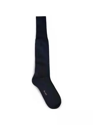 MOORER Ribbed Striped Socks - Blue