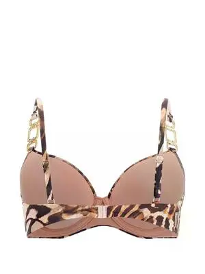 Guess Leopard-print Crystal-embellished Bikini Top - Brown
