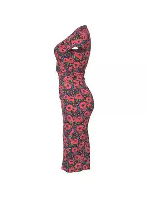 Ba&sh Floral Print Ruched Midi Dress