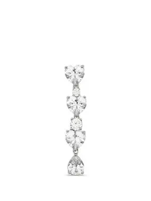 SELF-PORTRAIT Crystal Heart Tiered Earrings - Silver