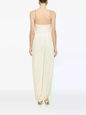 NISSA Crystal Embellished Draped Maxi Dress