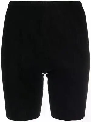 Rabanne Logo Waistband Skinny Track Shorts - Black