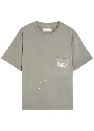 CHERRY LOS ANGELES Chevron Boxy Paint-splatter Cotton T-shirt - Grey