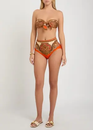 Zimmermann High-rise Printed Bikini Briefs - Orange