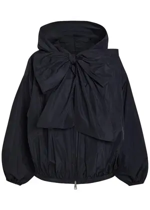 Moncler Pecher Bow-effect Hooded Shell Jacket - Dark Blue