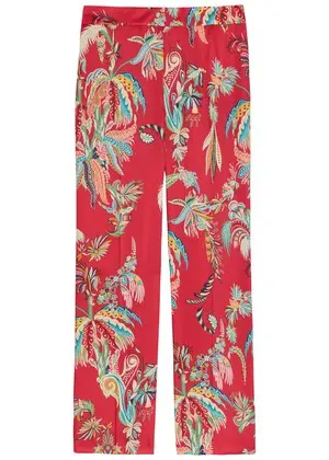 Etro Printed Flared-leg Satin Trousers - Multicoloured