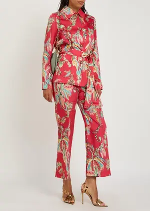 Etro Printed Flared-leg Satin Trousers