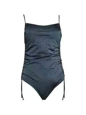 MC2 SAINT BARTH Eliya Crystal-embellished Ruched Swimsuit - Grey