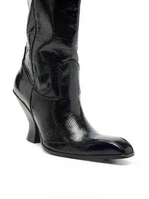 DIESEL® Patent Leather Square Toe Boots