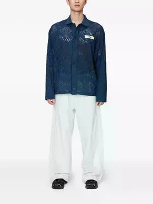 OFF DUTY Nauru Geometric-perforated Logo-patch Shirt - Blue