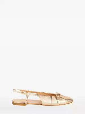 Status Bow-detail Metallic-leather Slingback Mules - Gold