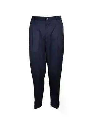 BRANDO Pleated Turn-up Trousers - Blue
