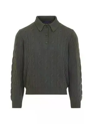 Ralph Lauren Cable Knit Cashmere Polo Shirt