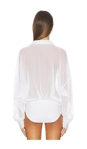 Norma Kamali Super Oversized Boyfriend Shirt Bodysuit