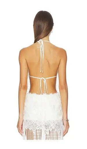 KIM SHUI Fringe Halter Top
