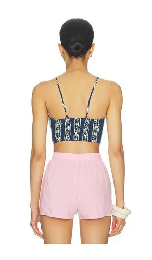 Verandah Printed Linen Cropped Blouse
