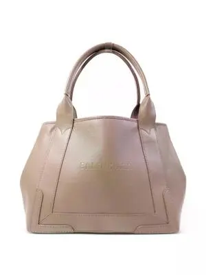 Balenciaga Navy Cabas Leather Tote Bag - Neutrals