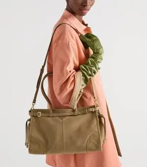 Prada Large Nubuck Leather Bonnie Top-handle Bag