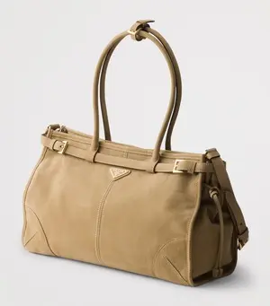 Prada Large Nubuck Leather Bonnie Top-handle Bag