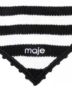 Maje Crochet-knit Striped Bandana - Black