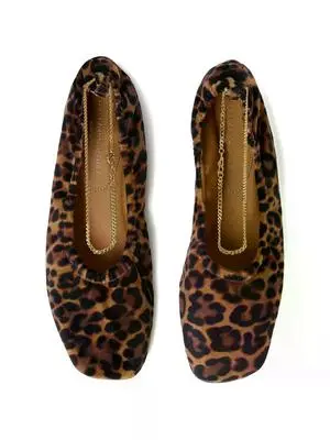 Stella McCartney Leopard Print Chain Detail Ballet Flats - Brown