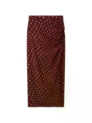 Stella McCartney Polka Dot Ruched Midi Skirt - Red