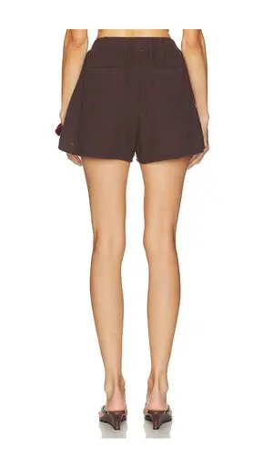 BOBI Pleated Cotton Shorts - Brown