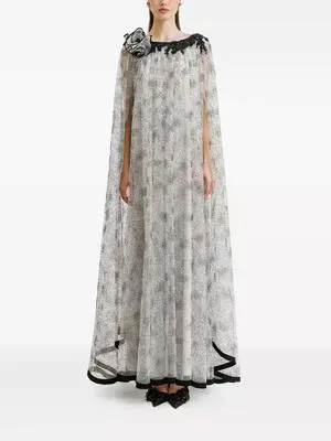 GEMY MAALOUF Floral Appliqué Gown - White