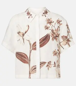 Agua Bendita Virtuosa Floral Linen Shirt - Brown