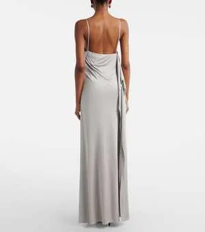 Versace Medusa Draped Jersey Maxi Dress