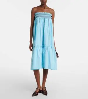 GANNI Embroidered Gingham Cotton Poplin Maxi Skirt