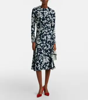 Erdem Floral Ruched Midi Dress