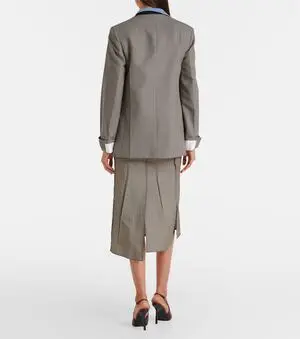 Victoria Beckham Draped Wool And Mohair Midi Skirt In Ore