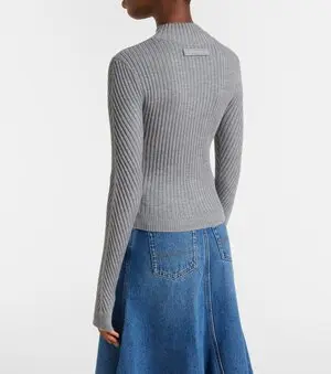 Victoria Beckham Ribbed-knit Wool Top - Grey