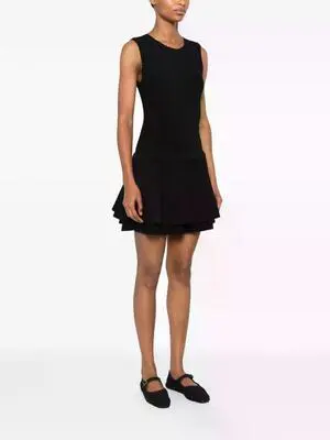 Sandro Ribbed Ruffled Hem Dress - Black