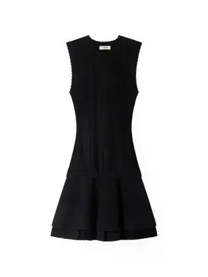 Sandro Ribbed Ruffled Hem Dress - Black