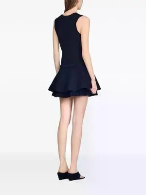 Sandro Ribbed Ruffled Hem Dress