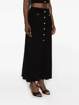 Sandro Button-embellished Flared Knit Skirt
