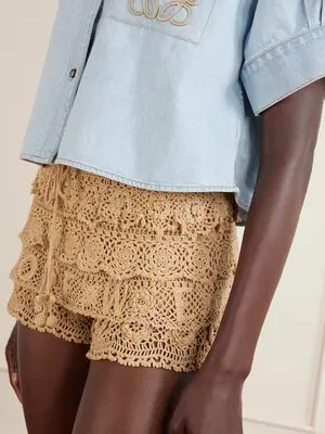 Loewe Tiered Crocheted Cotton Shorts