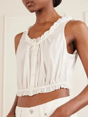 Staud Sicilia Cropped Cotton Tank Top