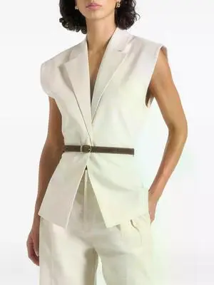 Manière De Voir Linen Wide Shoulder Cinched Waistcoat