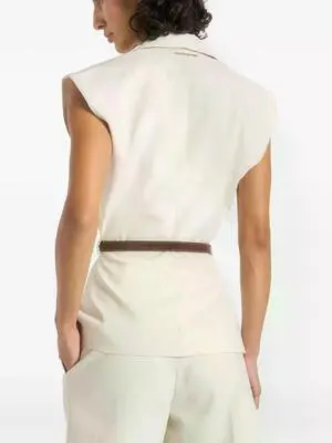 Manière De Voir Linen Wide Shoulder Cinched Waistcoat