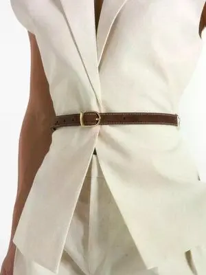 Manière De Voir Linen Wide Shoulder Cinched Waistcoat