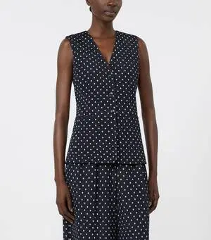 Max Mara Polka Dot Waistcoat - Navy